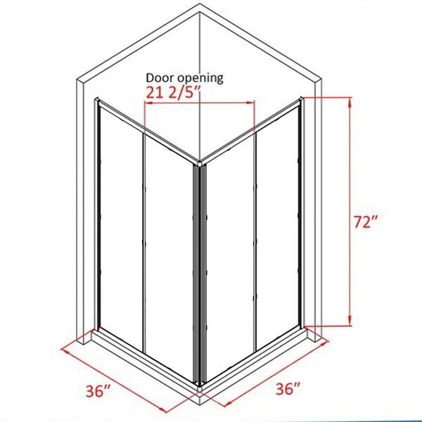 SL4U Corner Sliding Shower Door, Brushed Nickel Finish, 36"W x 36"D x 72"H - 36" x 36" x 72 ...